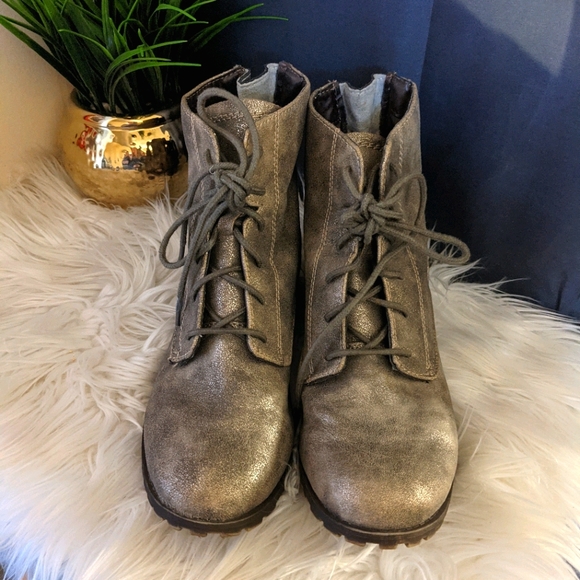Mossimo Supply Co. | Shoes | Mossimo Metallic Rose Gold Combat Boot ...